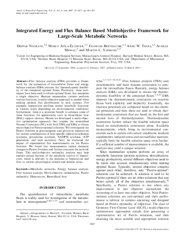 Pdf Integrated Energy And Flux Balance Based Multiobjective Framework For Large Scale
