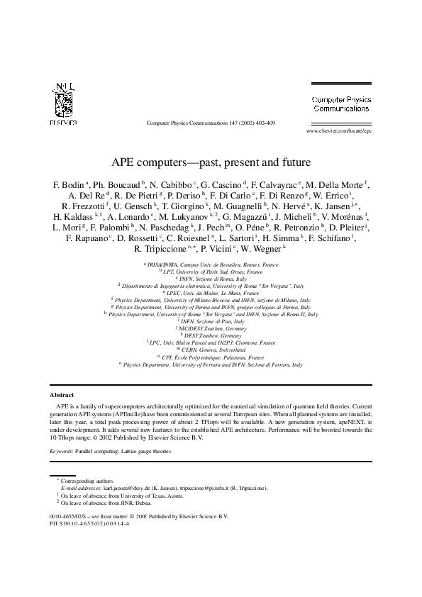 (PDF) APE computers—past, present and future