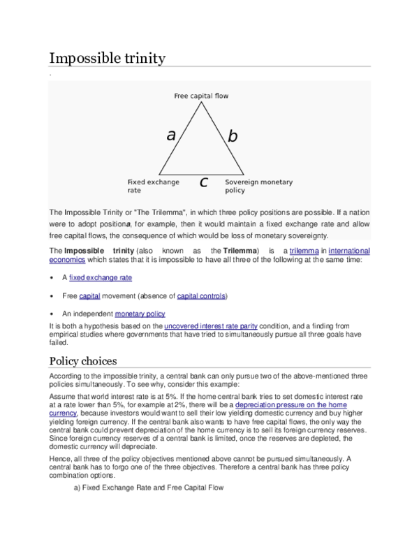 (PDF) Impossible trinity