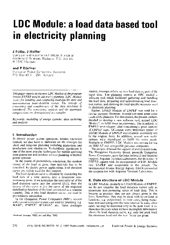 (PDF) LDC Module: a load data based tool in electricity planning