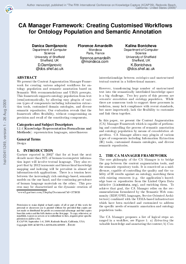 (PDF) CA manager framework