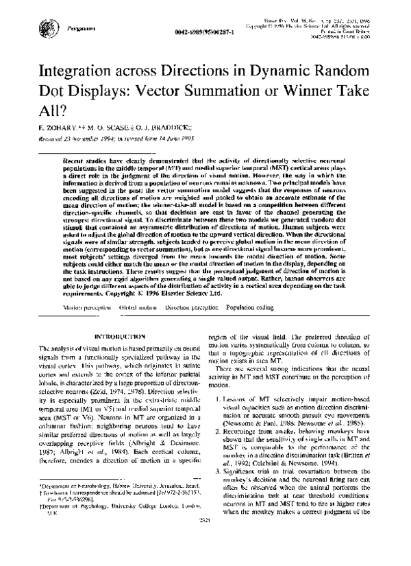 (PDF) Integration across directions in dynamic random dot displays ...