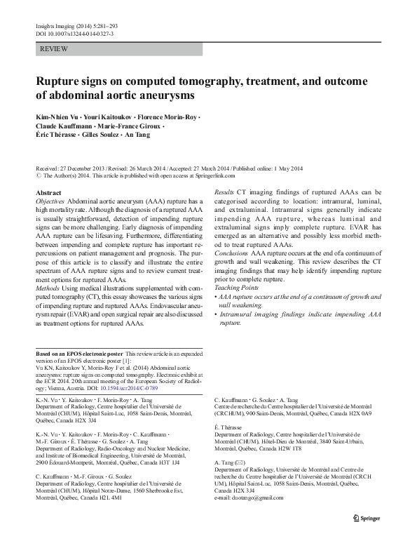 (PDF) Rupture signs on computed tomography, treatment, and outcome of ...