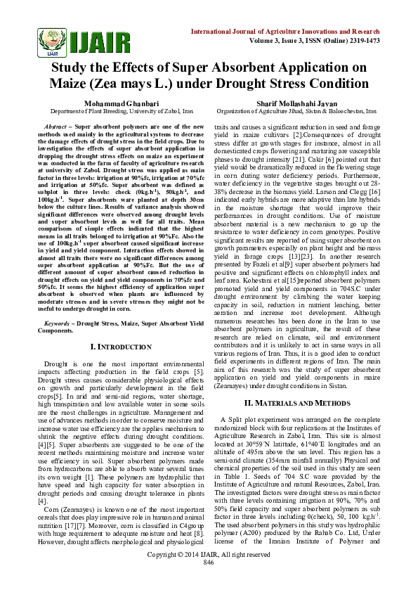 (PDF) Study the Effects of Super Absorbent Application on Maize (Zea ...