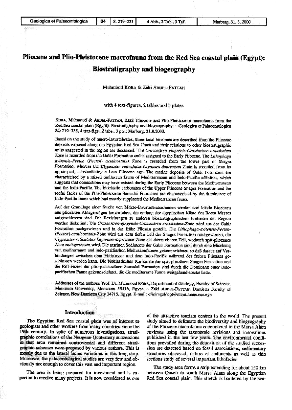 (PDF) Pliocene and Plio- Pleistocene macrofaura from the Red Sea ...