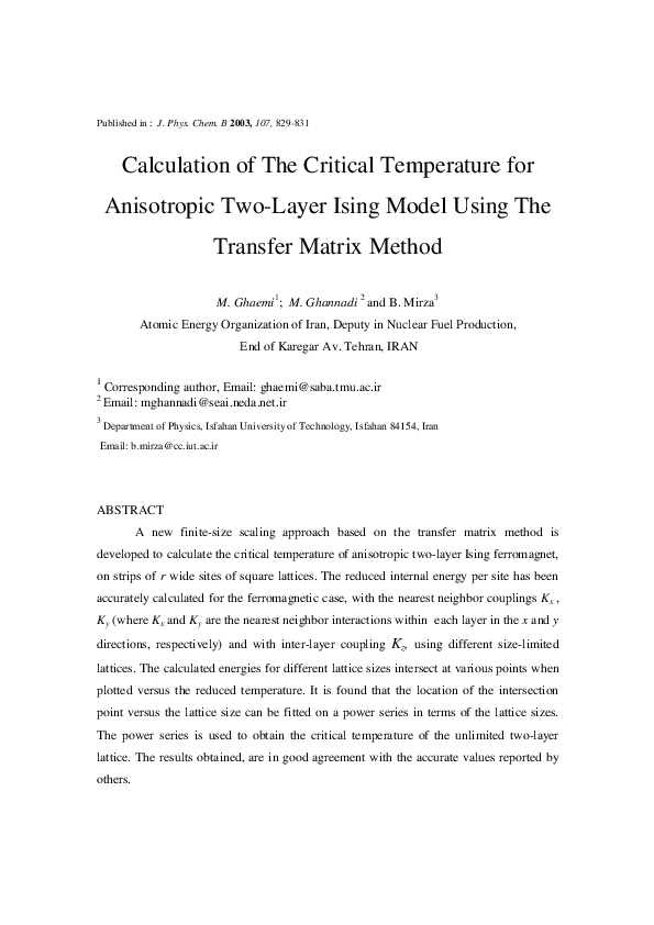 (PDF) Calculation of the Critical Temperature for the Anisotropic Two ...