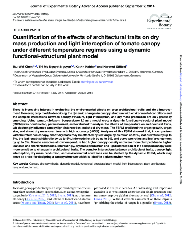 (PDF) Quantification of the effects of architectural traits on dry mass ...