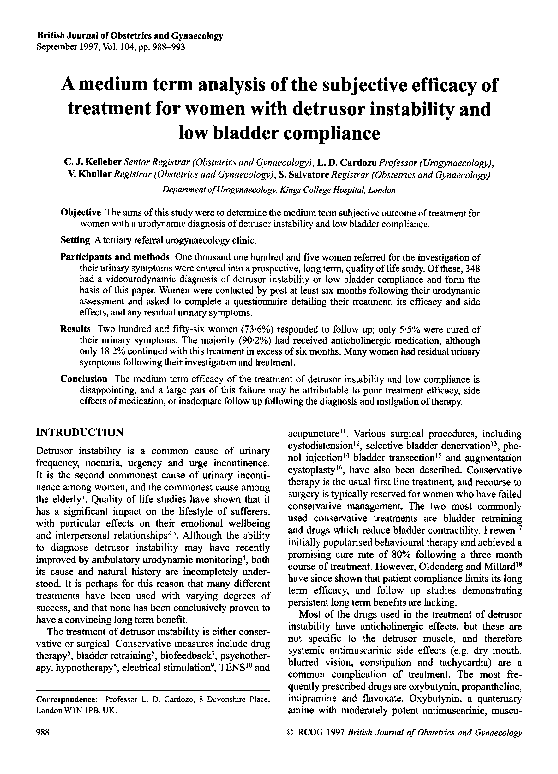 (PDF) A medium term analysis of the subjective efficacy of treatment ...