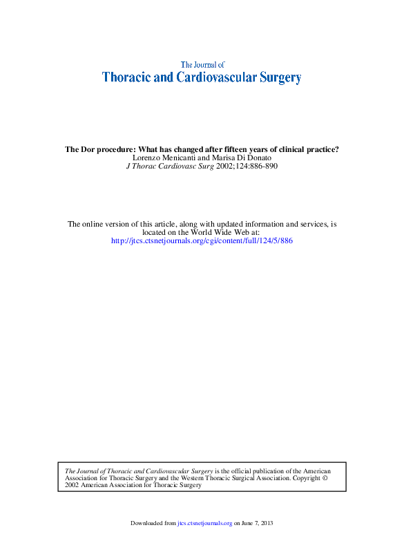 (PDF) The Dor procedure: What has changed after fifteen years of ...