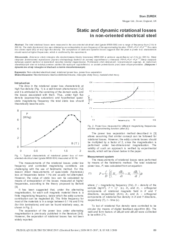 (PDF) Quasi-static and dynamic rotational losses in non-oriented electrical steel sheet