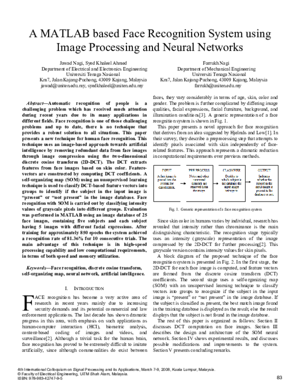 Pdf A Matlab Based Face Recognition System Using Image Processing And