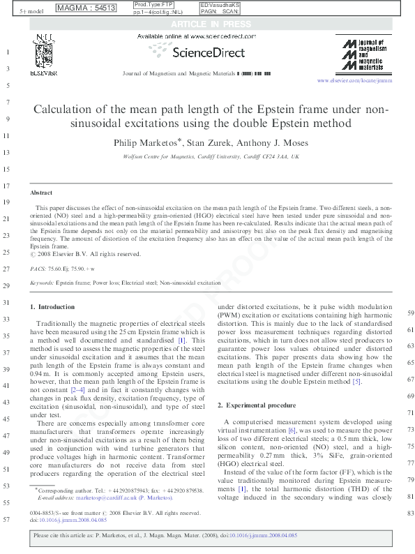 (PDF) Calculation of the mean path length of the Epstein frame under ...