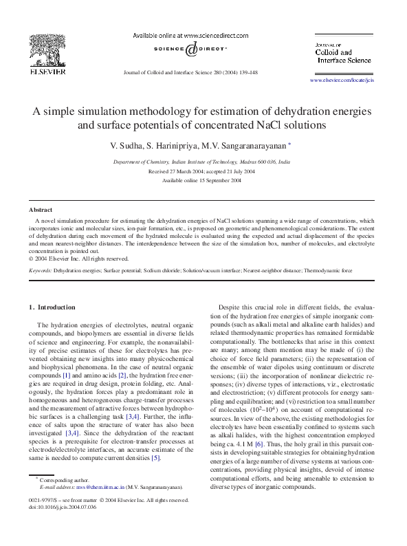 (PDF) A simple simulation methodology for estimation of dehydration ...