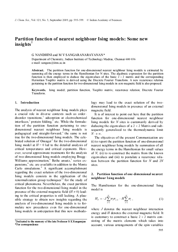 Pdf Partition Function Of Nearest Neighbour Ising Models Some New