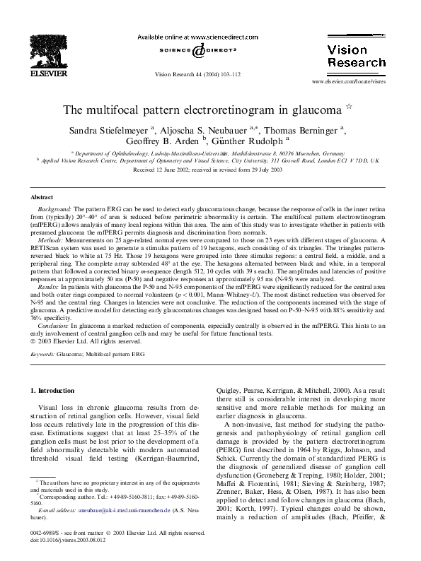 (PDF) The multifocal pattern electroretinogram in glaucoma