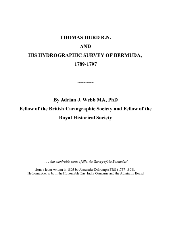 (DOC) Thomas Hurd and His Hydrographic Survey of Bermuda 1789-1797