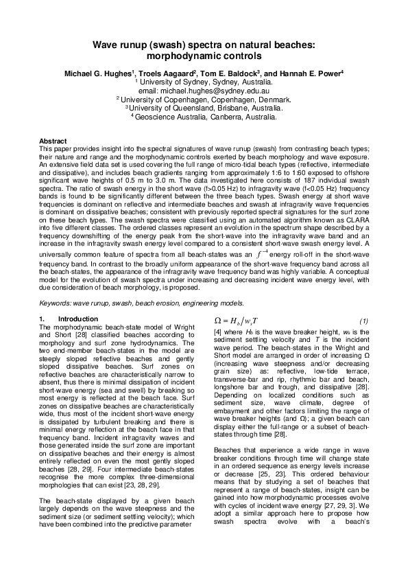 (PDF) Wave runup (swash) spectra on natural beaches: morphodynamic controls