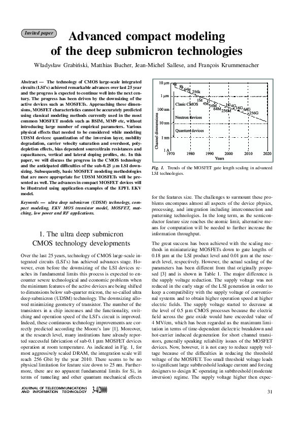 Pdf Advanced Compact Modeling Of The Deep Submicron Technologies