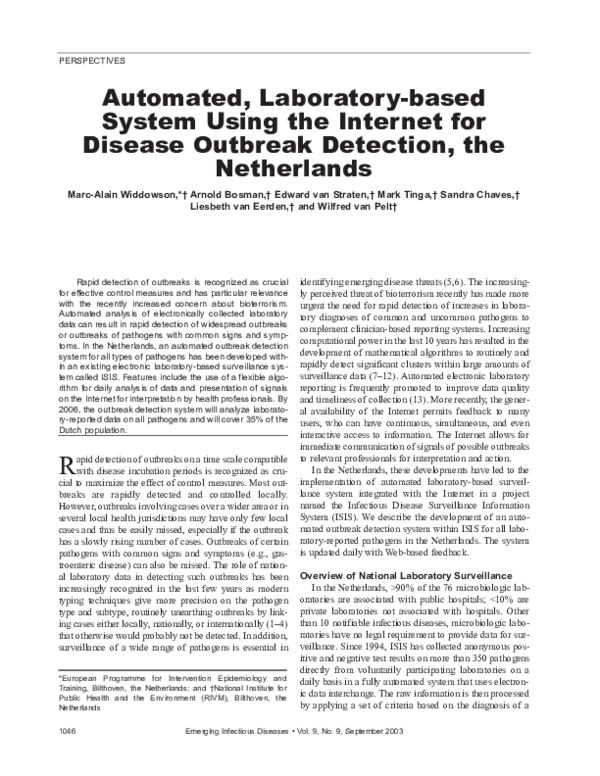 Pdf Automated Laboratory Based System Using The Internet For Disease Outbreak Detection The