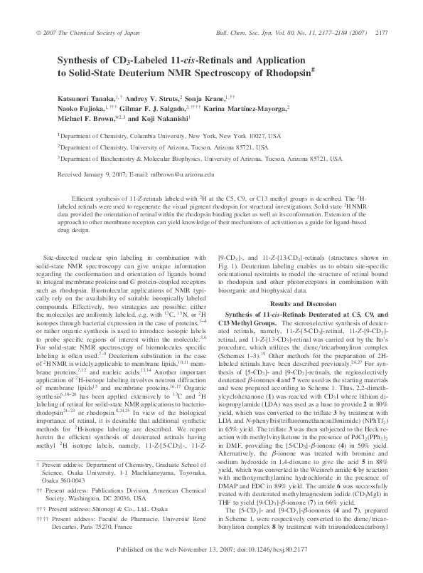 (PDF) Synthesis of CD3-Labeled 11-cis-Retinals and Application to Solid ...