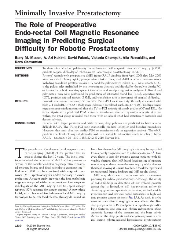 (PDF) The Role of Preoperative Endo-rectal Coil Magnetic Resonance ...