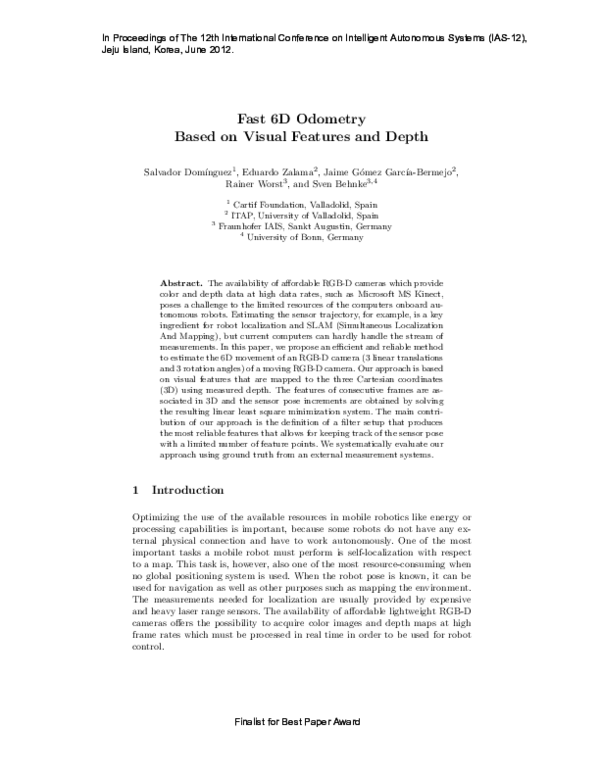 (PDF) Fast 6D odometry based on visual features and depth