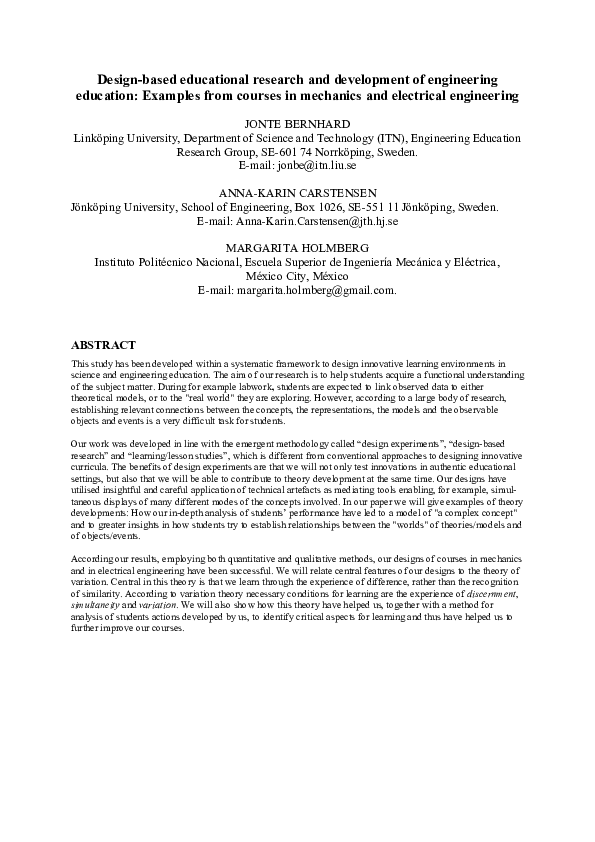 (PDF) Design-based educational research and development of engineering ...