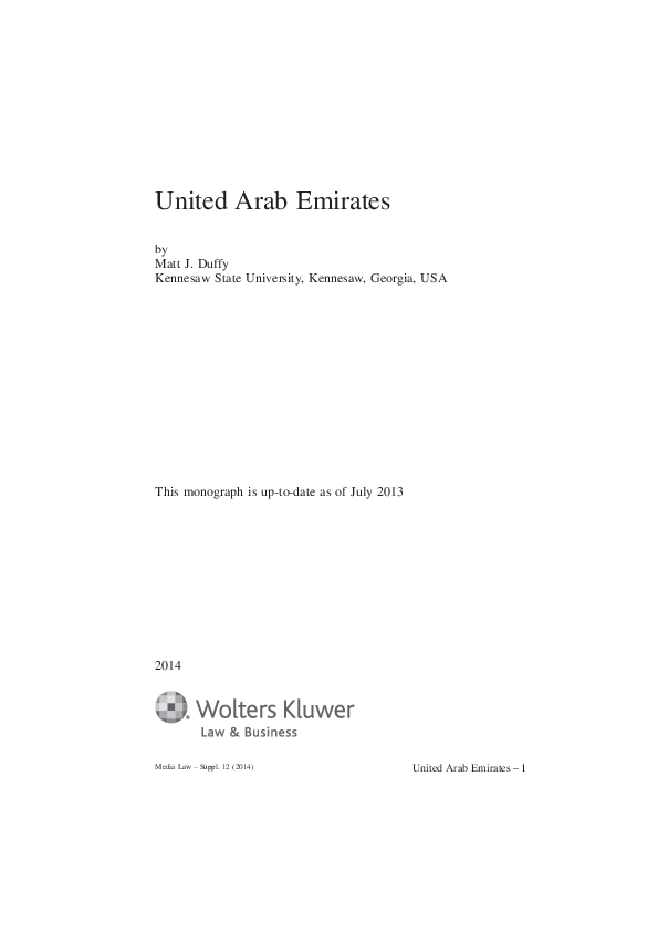 (PDF) Media Law in the United Arab Emirates -- Book Table of Contents ...