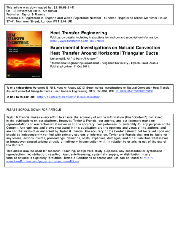 (PDF) Experimental Investigations on Natural Convection Heat Transfer Around Horizontal ...