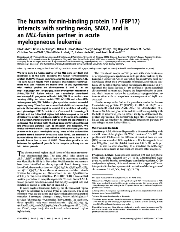 (PDF) The human formin-binding protein 17 (FBP17) interacts with ...