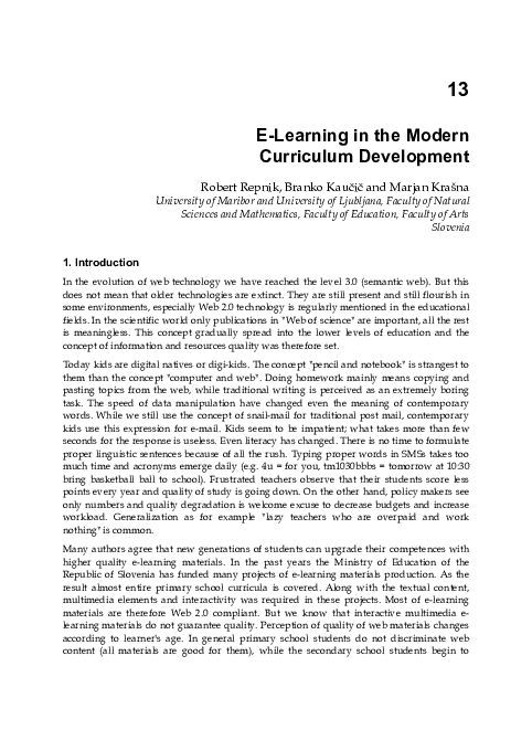 (PDF) E-Learning in the Modern Curriculum Development