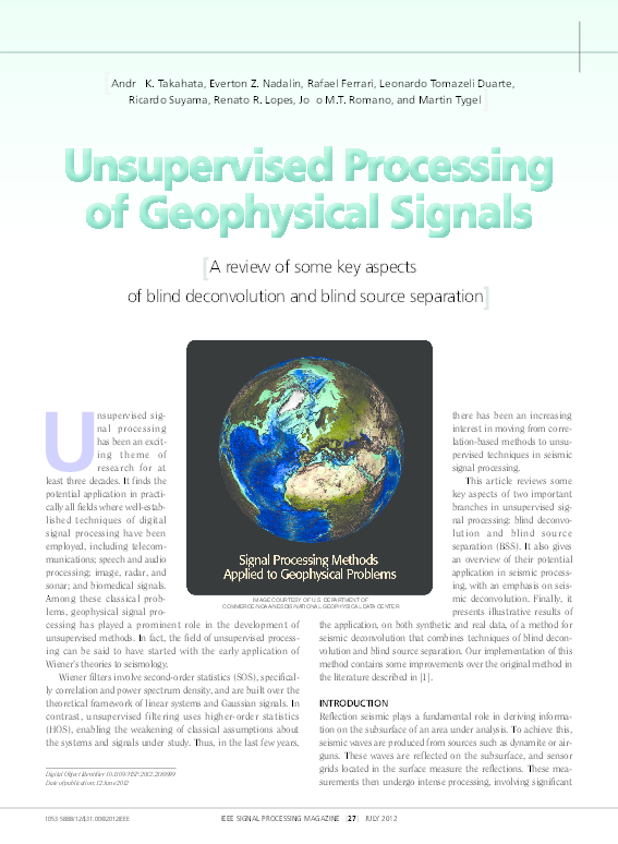 Pdf Unsupervised Processing Of Geophysical Signals A Review Of Some Key Aspects Of Blind