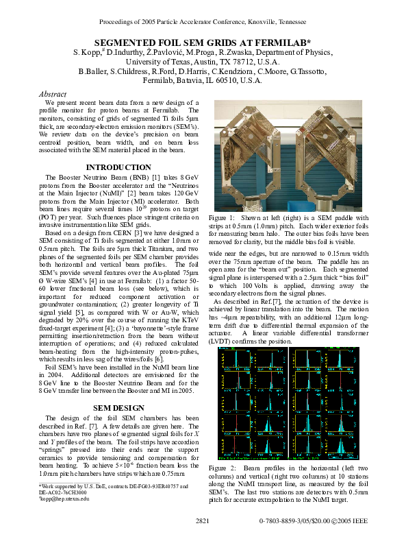 (PDF) Segmented Foil SEM Grids at Fermilab