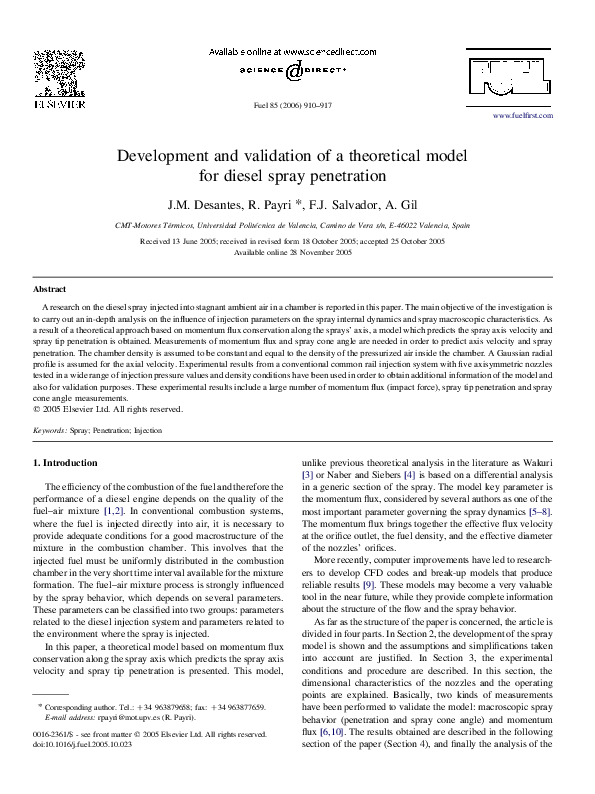 (PDF) Development and validation of a theoretical model for diesel ...
