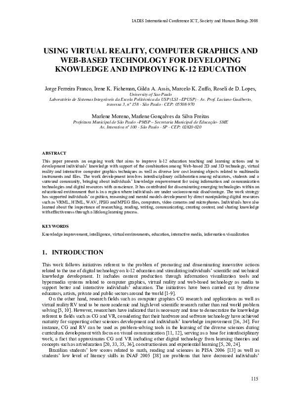 (PDF) USING virtual reality, computer graphics and web-based technology ...