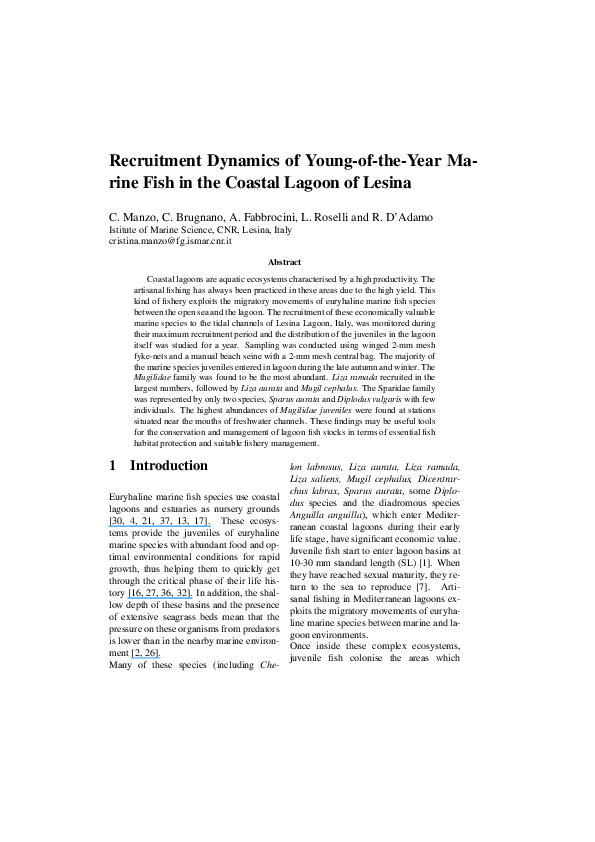 (PDF) Recruitment Dynamics of Young-of-the-Year Marine Fish in the ...