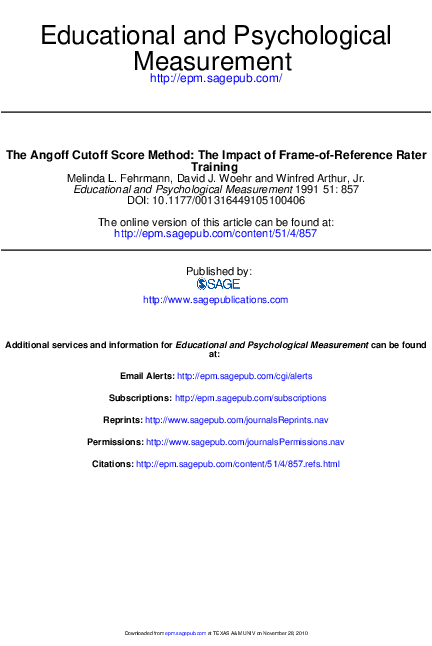 (PDF) The Angoff Cutoff Score Method: The Impact of Frame-of-Reference ...