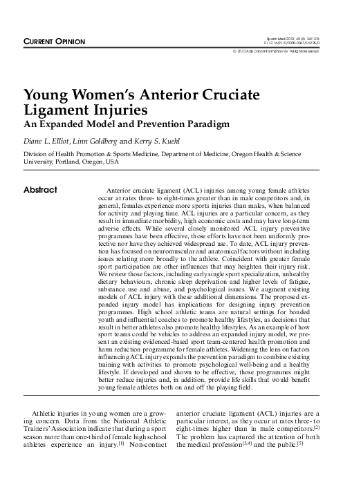 (PDF) Young Womenʼs Anterior Cruciate Ligament Injuries
