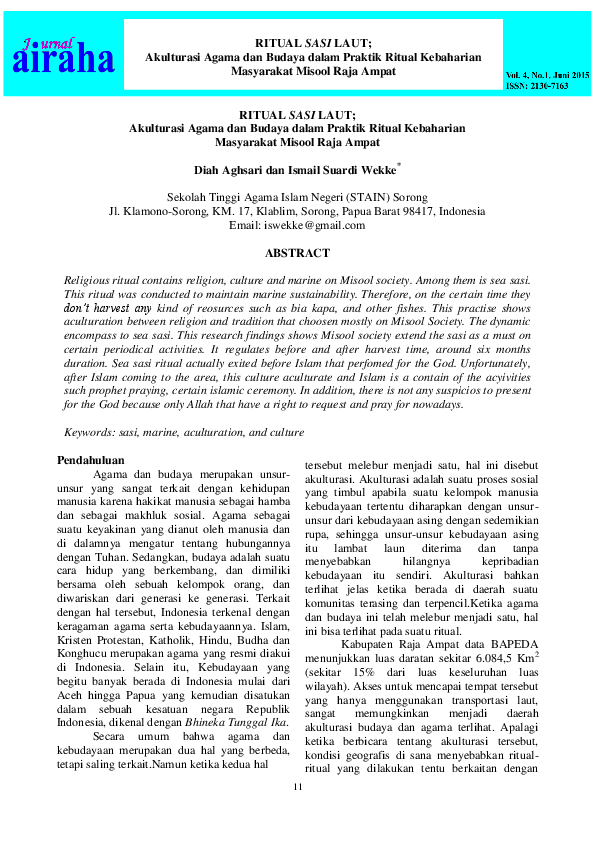 (PDF) RITUAL SASI LAUT; AKULTURASI AGAMA DAN BUDAYA DALAM PRAKTIK ...