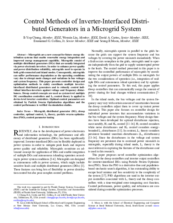 Control Methods Of Inverter Interfaced Distributed Generators In A Microgrid System 