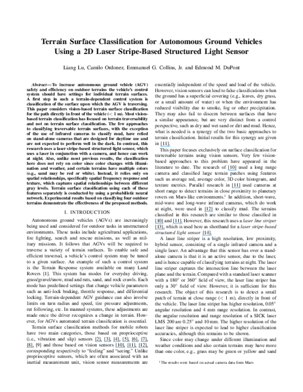 (PDF) Terrain surface classification with a control mode update rule using a 2D laser stripe ...