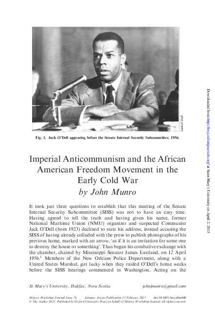 (PDF) “Imperial Anticommunism and the African American Freedom Movement ...