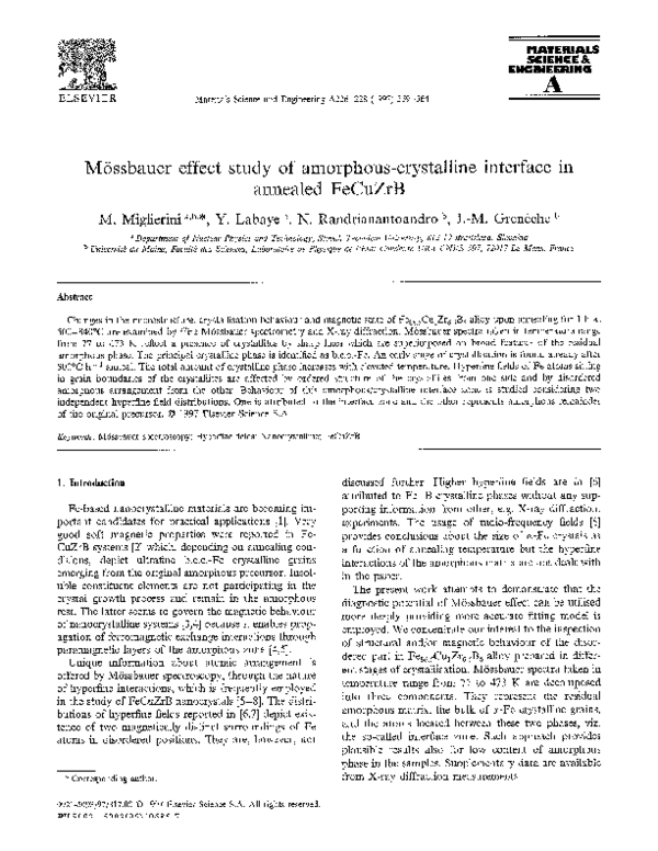 (PDF) Mössbauer effect study of amorphous-crystalline interface in ...