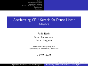 (PDF) Accelerating GPU Kernels for Dense Linear Algebra
