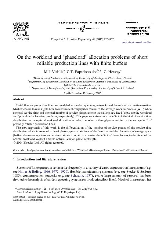 (PDF) On the workload allocation problem of short unreliable production ...