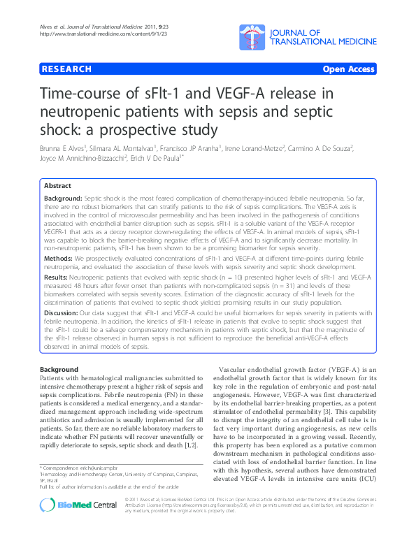(PDF) Time-course of sFlt-1 and VEGF-A release in neutropenic patients ...