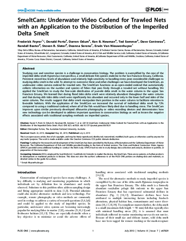 (PDF) SmeltCam: Underwater Video Codend for Trawled Nets with an ...