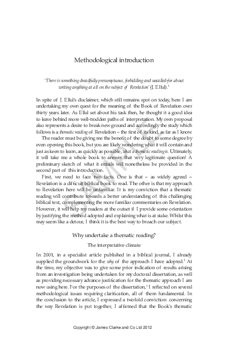 (PDF) Reading Revelation. A Thematic Approach: Methodological Introduction