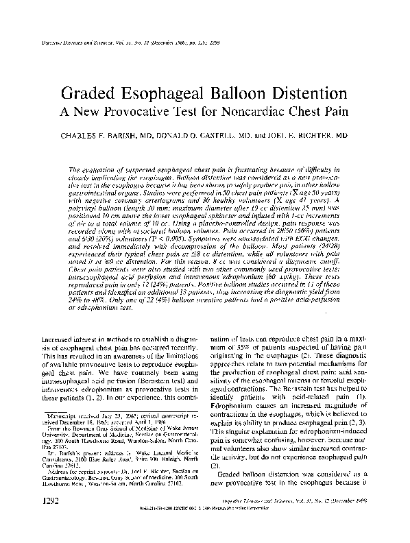 (PDF) Graded esophageal balloon distention