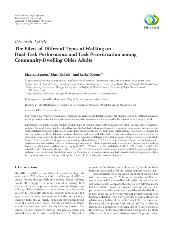 (PDF) The effect of different types of walking on dual-task performance ...